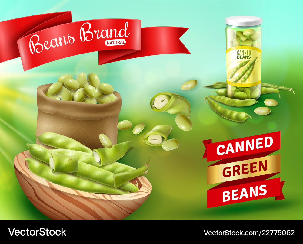 Green beans poster Royalty Free Vector Image - VectorStock