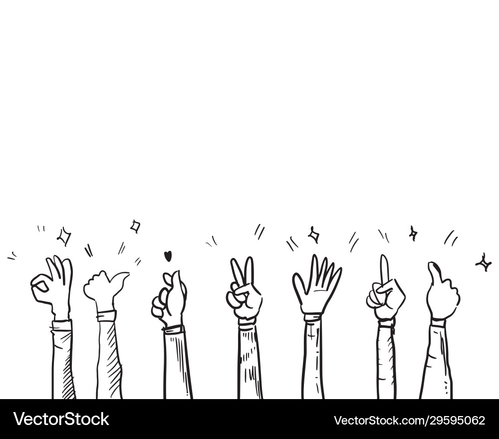 Hand drawn sketch style human hands clapping Vector Image
