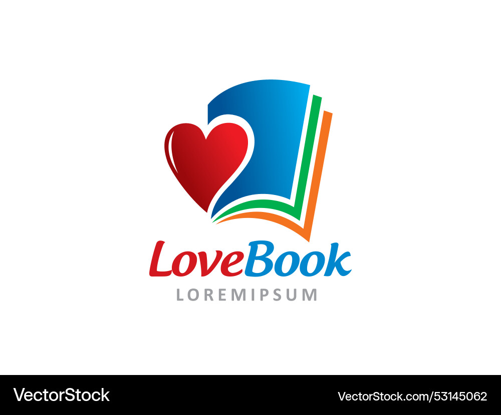 Love book logo symbol or icon template Royalty Free Vector