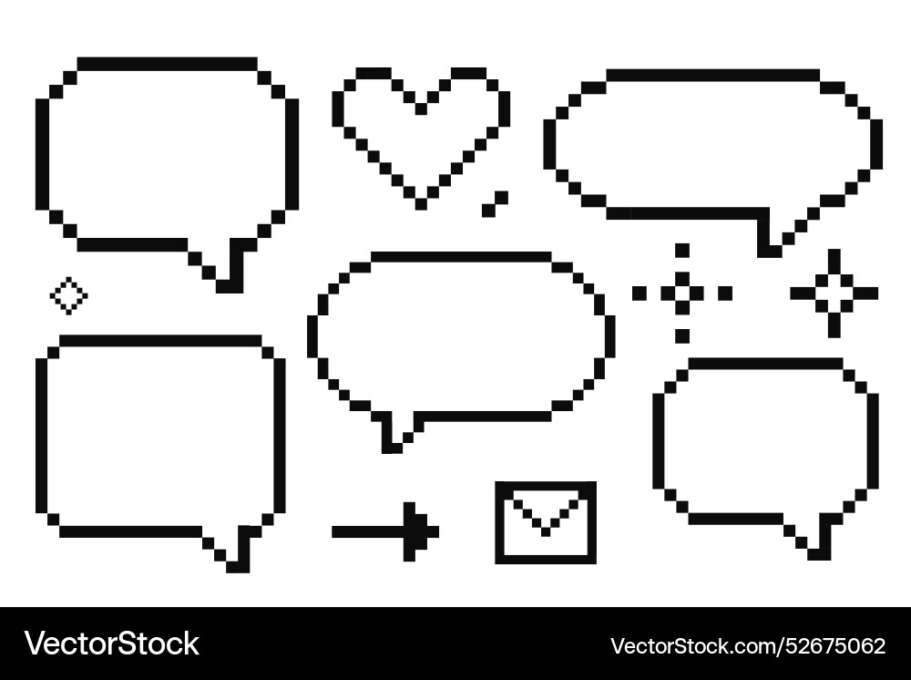 Pixel Sprachblase Cloud 8 Bit y2k digital retro Vektorbild