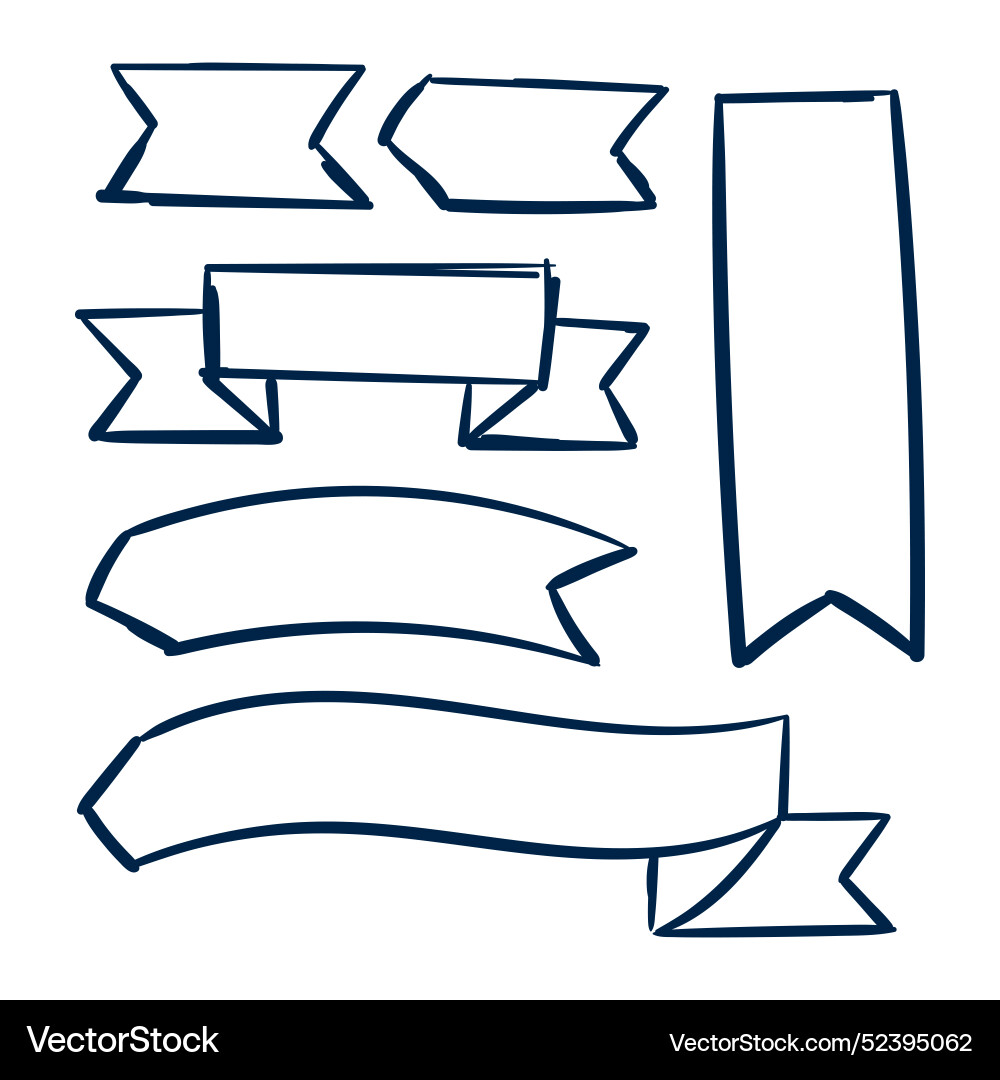 Random hand drawn ribbon scribbles set doodle Vector Image