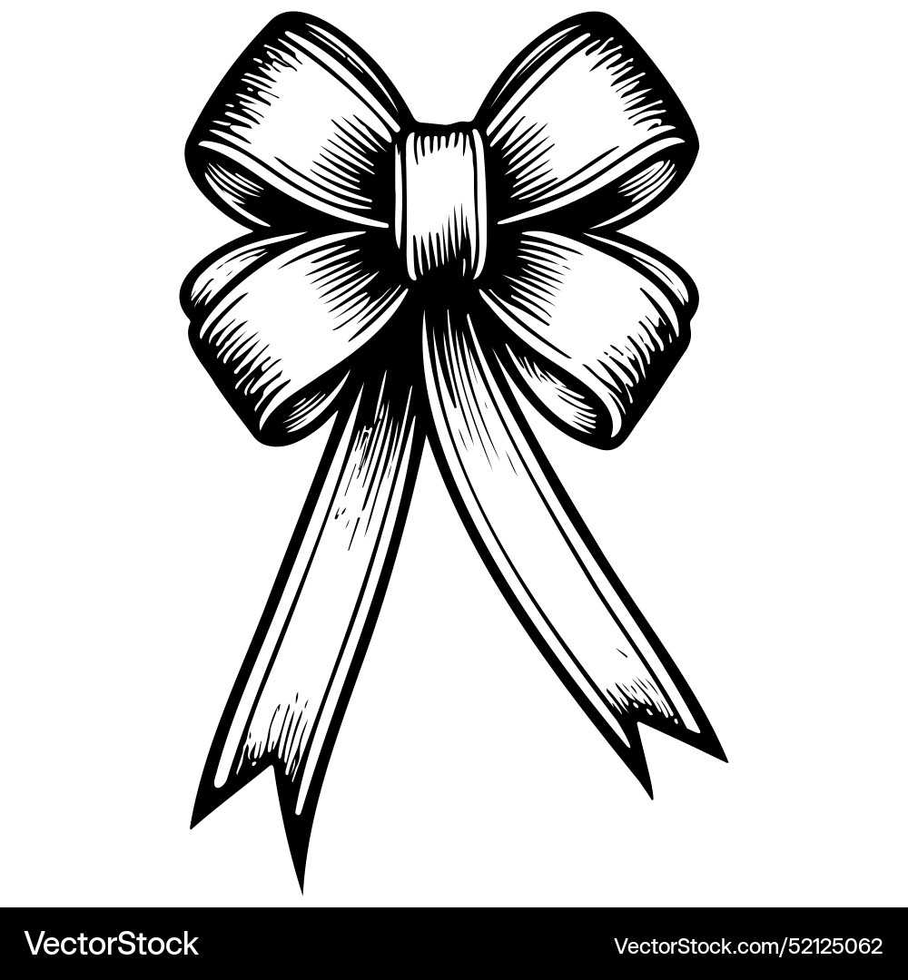Ribbon isolated hand drawn line transparent Vector Image