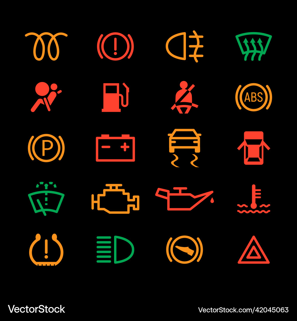 Car Dashboard Warning Lights – Royalty-Free Vector | VectorStock