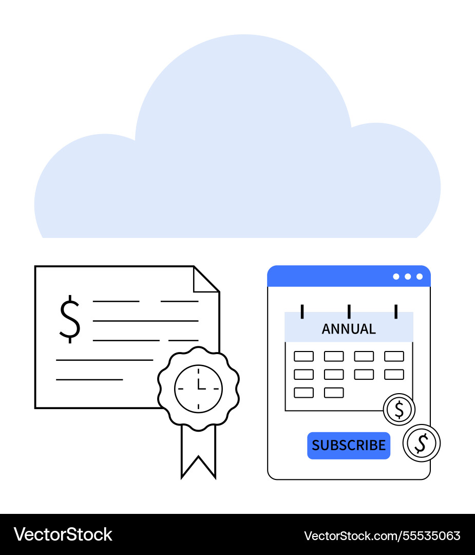 Cloud subscription management featuring payment Vector Image