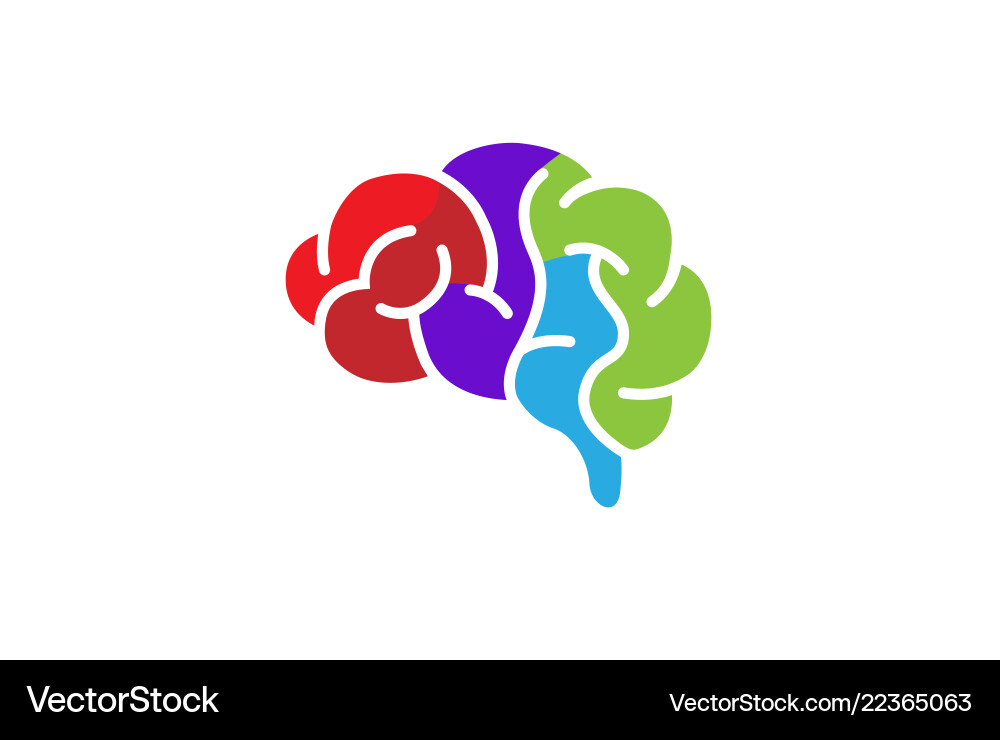 Colorful Brain Logo - Mental Wellness Royalty Free Vector