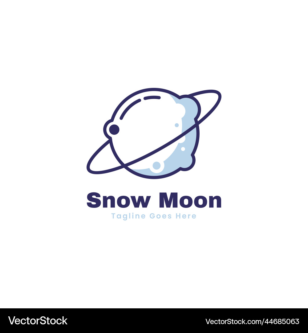 Logo snow moon simple mascot style Royalty Free Vector Image