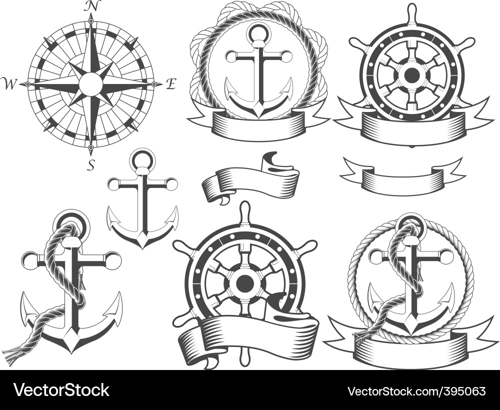 Ship Wheel Compass Vector Images (over 3,400)