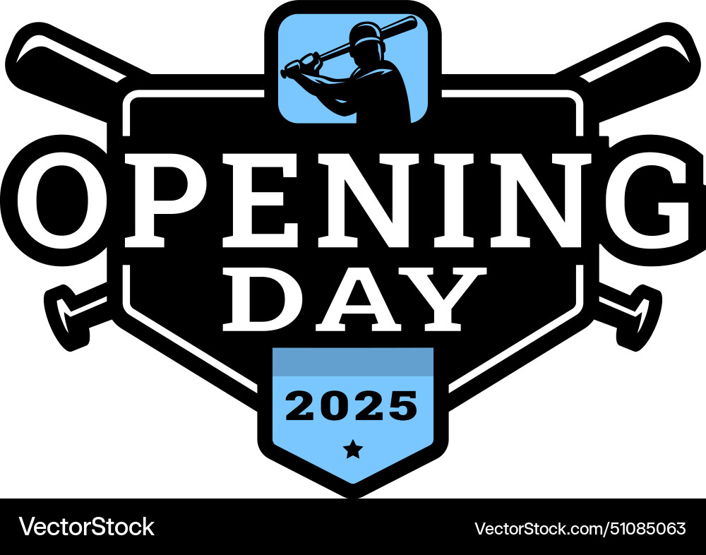 Opening day baseball logo emblem Royalty Free Vector Image