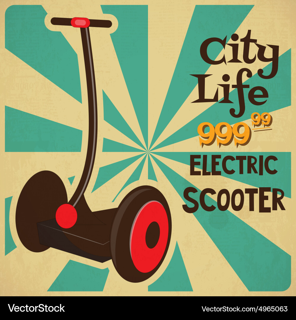 Retro Electric Scooter Poster Royalty Free Vector Image