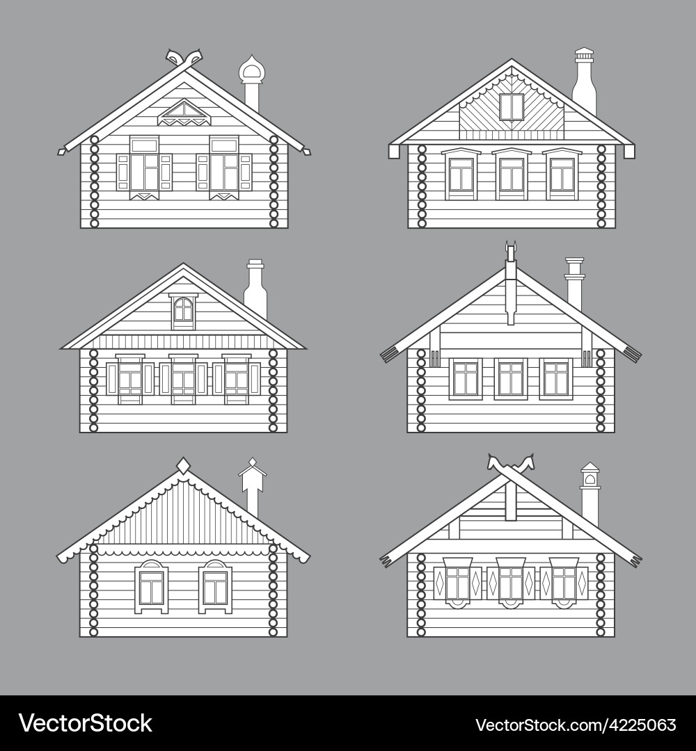 Russian Log House Facades Royalty Free Vector Image