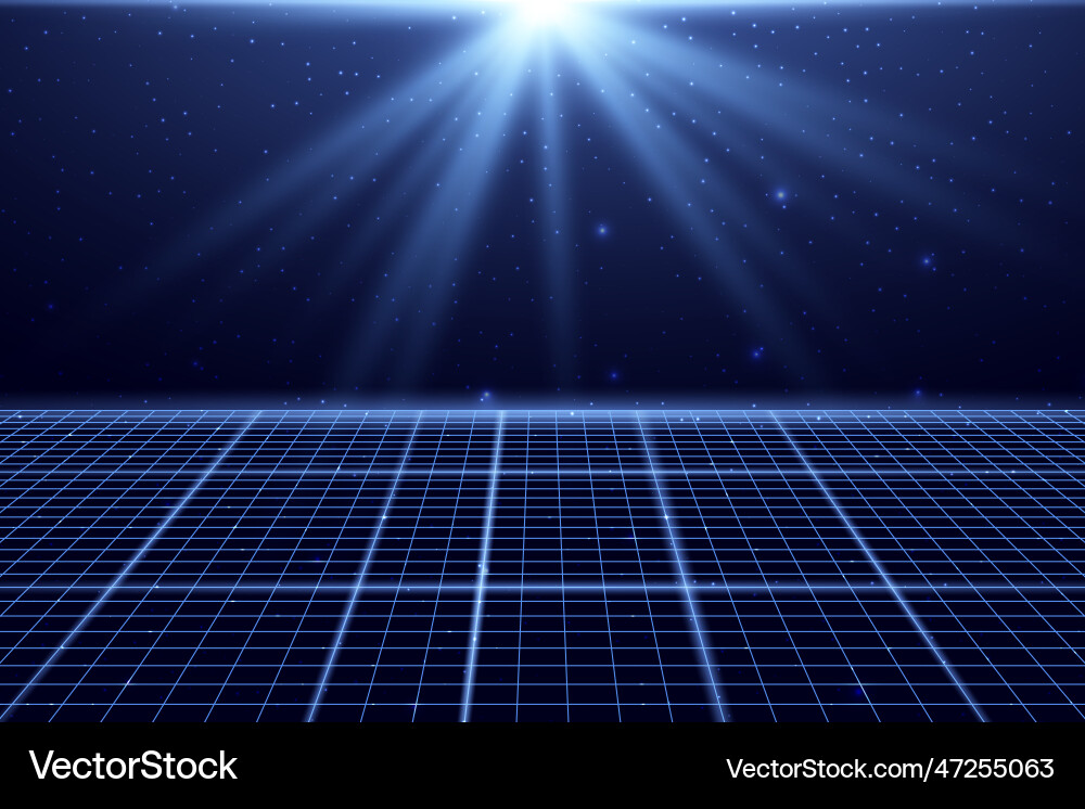 Wireframe perspective grid space neon infinity Vector Image