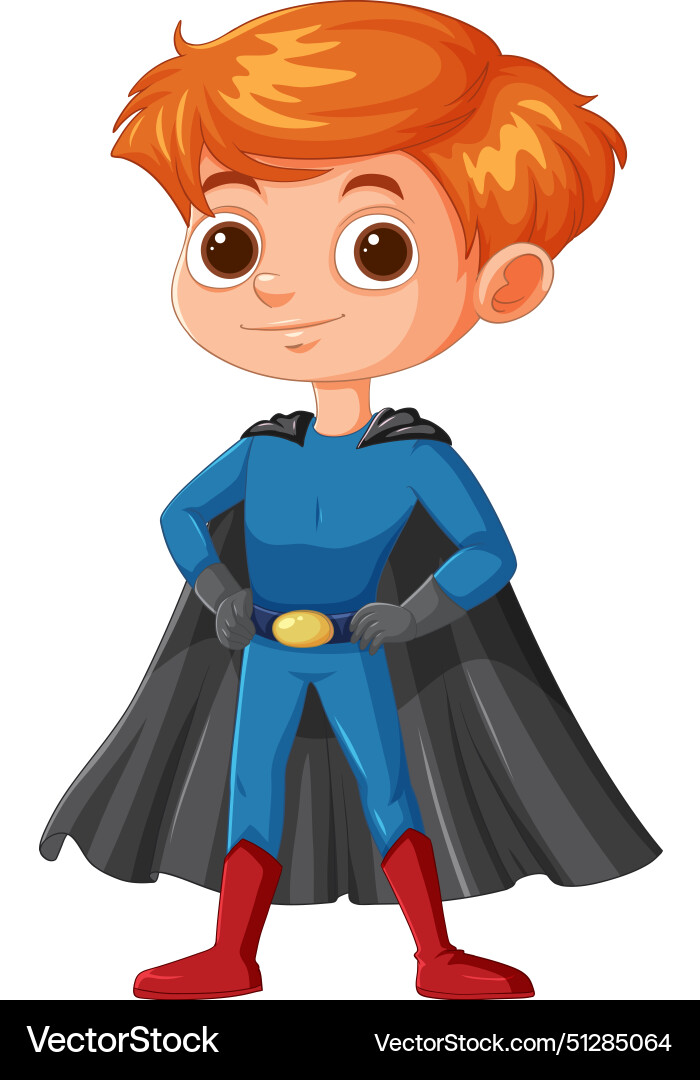 Cartoon boy dressed as a superhero standing Vector Image