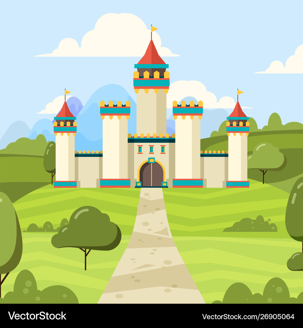 Fairy tale background with castle majestic Vector Image