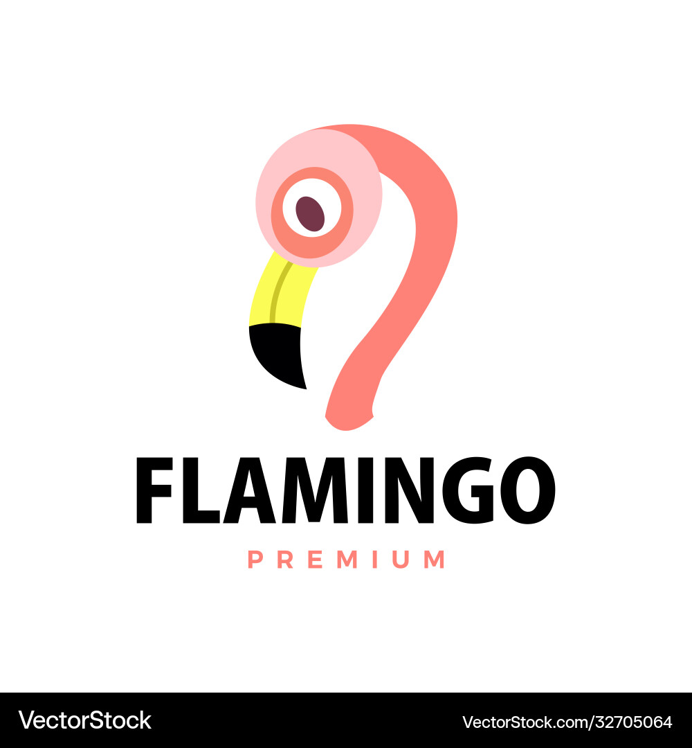 Flamingo flat logo icon Royalty Free Vector Image