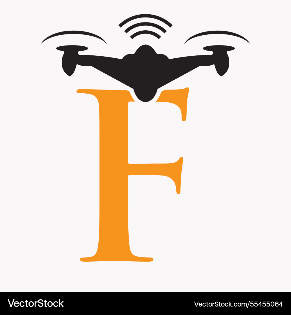 Initial letter f drone logo design concept Vector Image