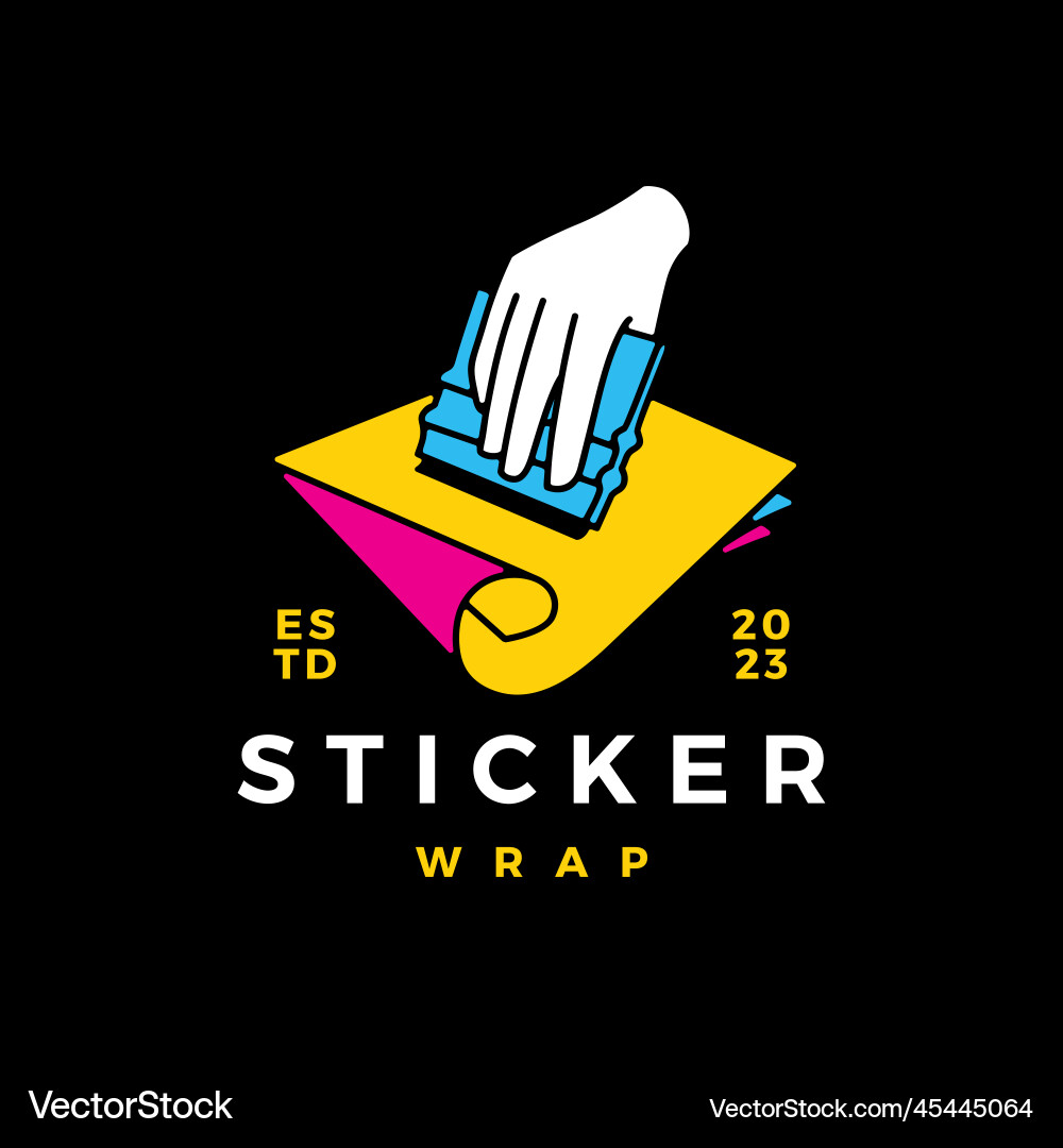 Sticker wrap hand service logo icon Royalty Free Vector
