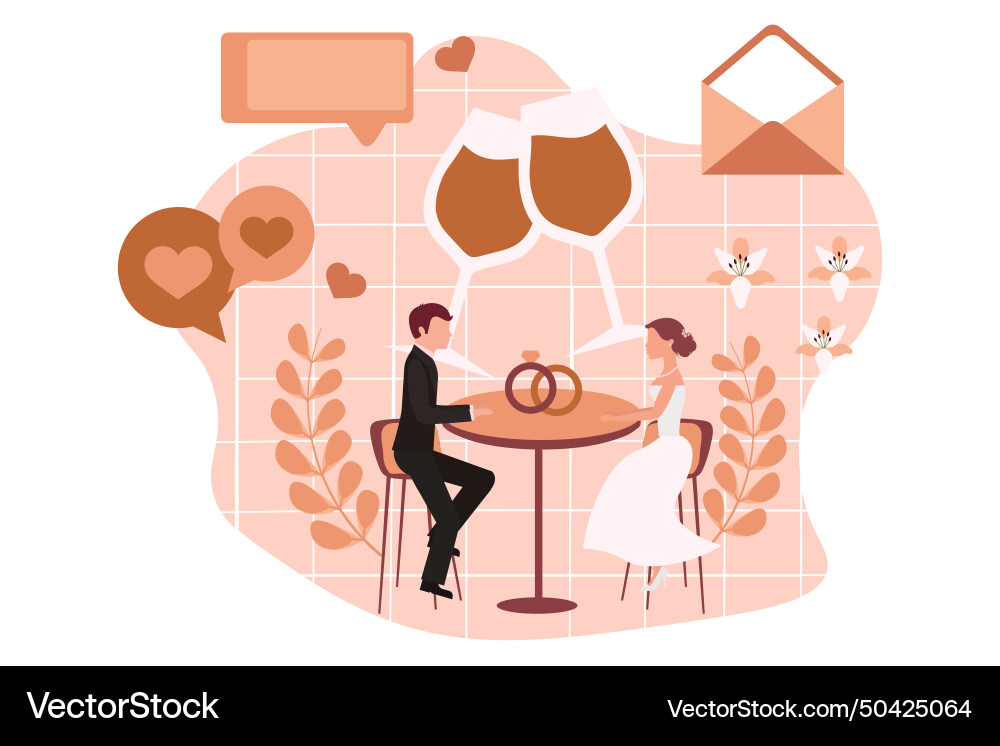 Wedding party flat design Royalty Free Vector Image