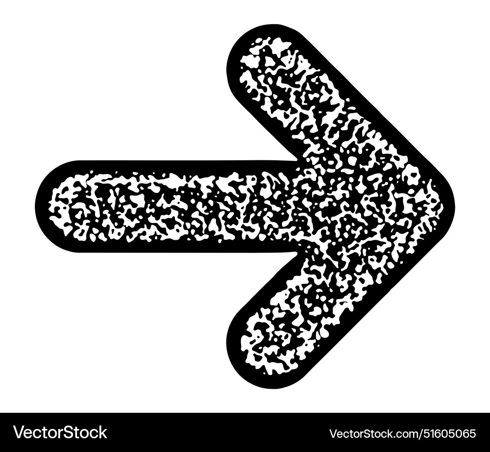Black textured rightward arrow Royalty Free Vector Image