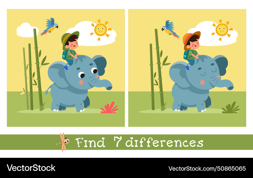 Cute cartoon elephant and boy flat stylized Vector Image