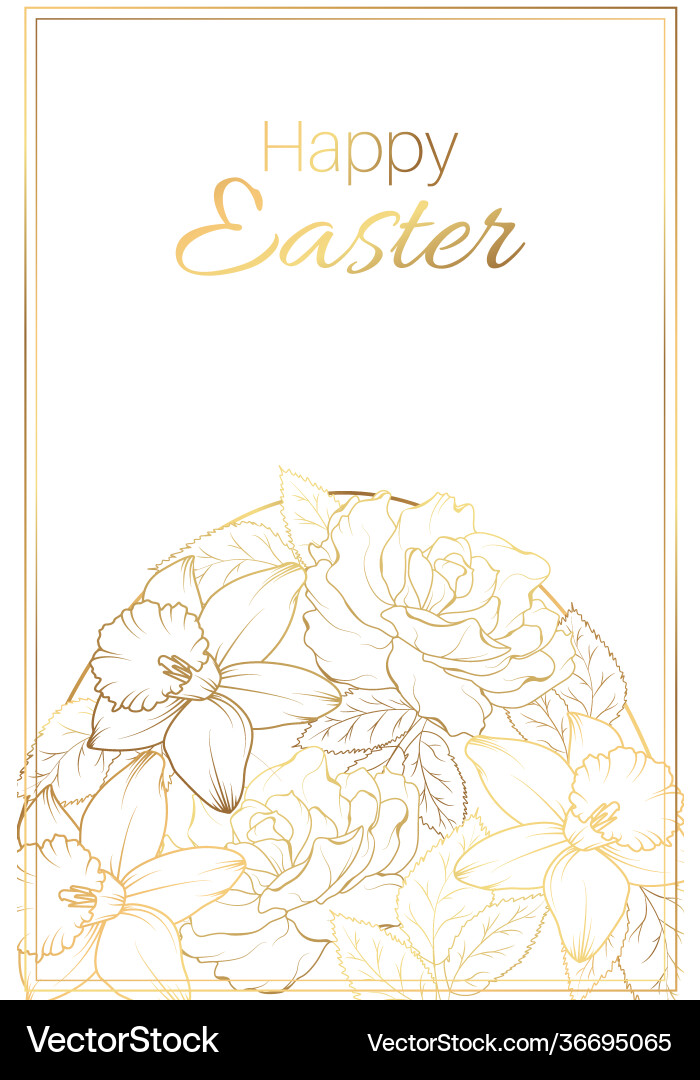 Happy easter greeting card border frame template Vector Image