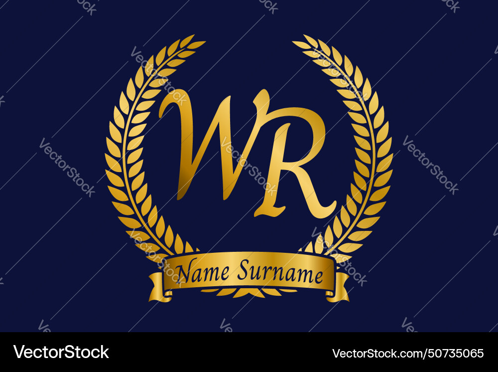 Initial letter w and r wr monogram logo design Vector Image
