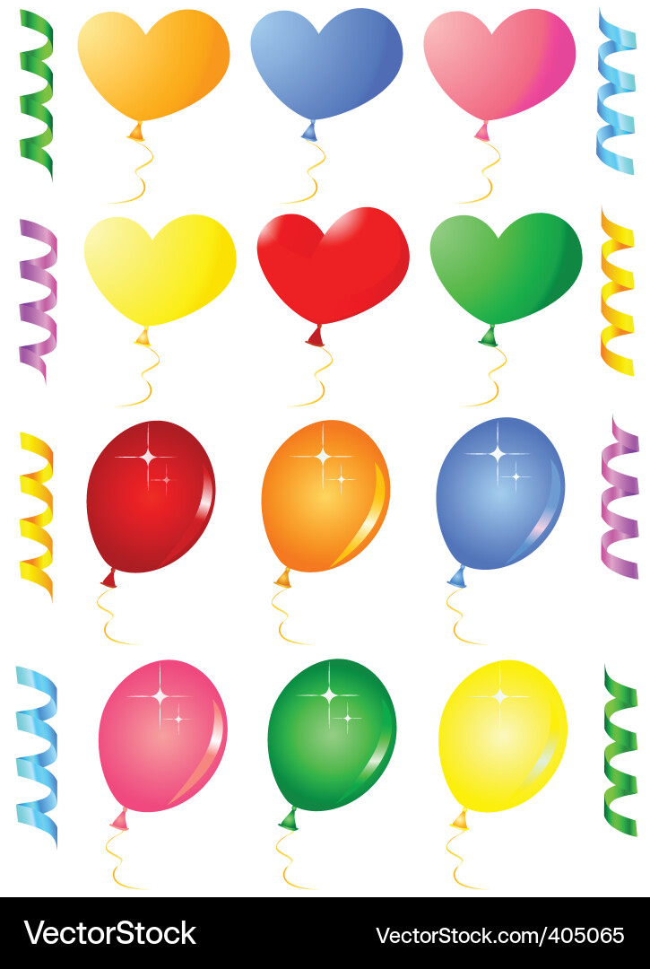 Party balloons objects Royalty Free Vector Image