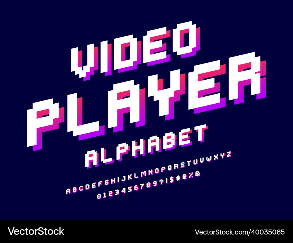 Pixel font Royalty Free Vector Image - VectorStock