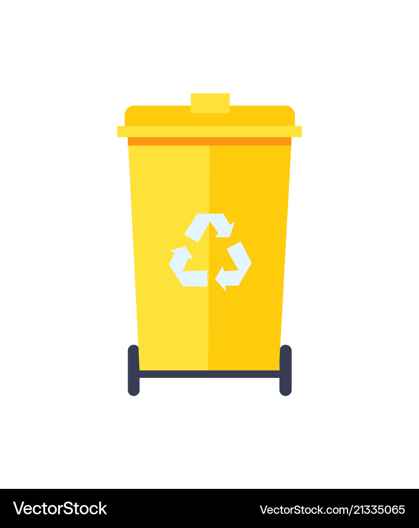 Yellow trash can color icon Royalty Free Vector Image
