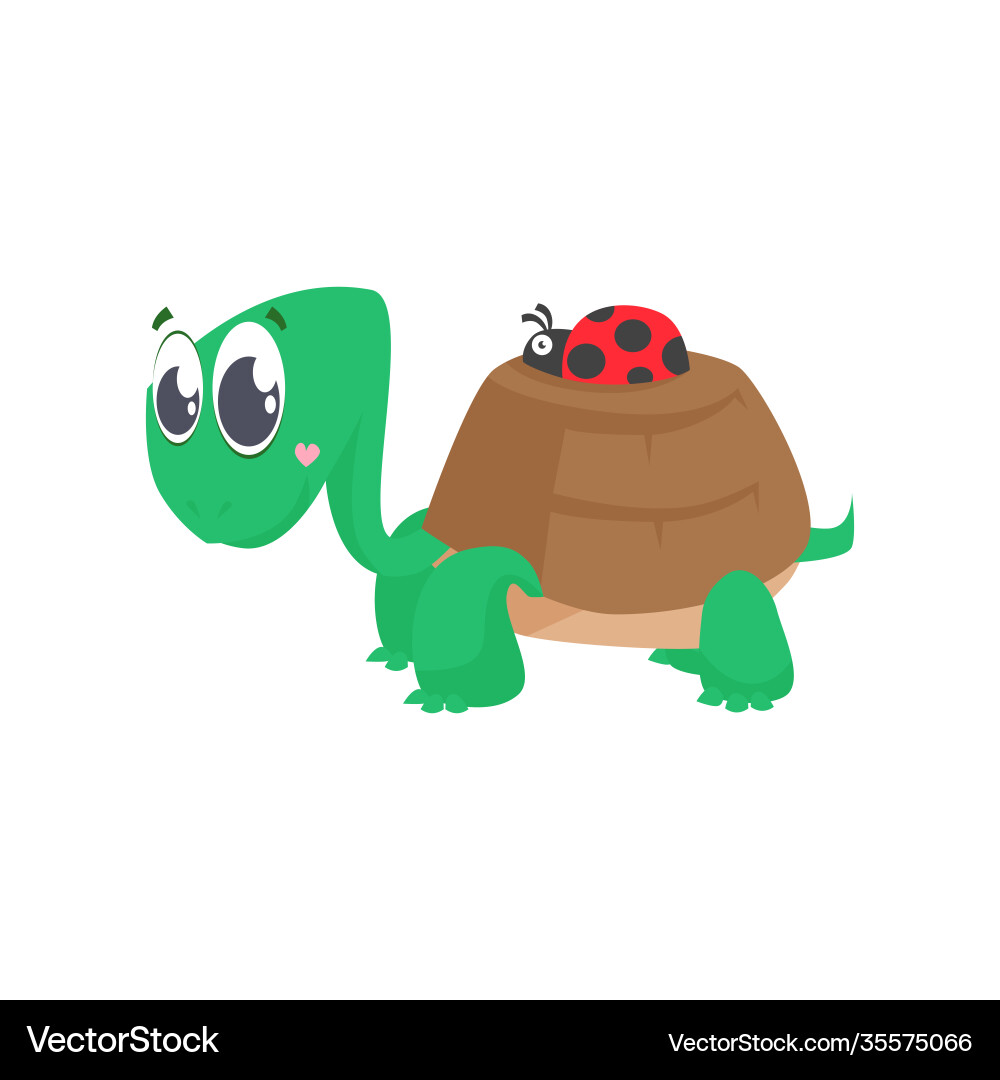 Cute turtle carrying ladybug on shell Royalty Free Vector