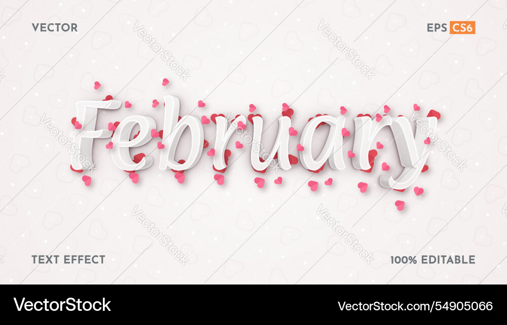 February editable text effect graphic style Vector Image