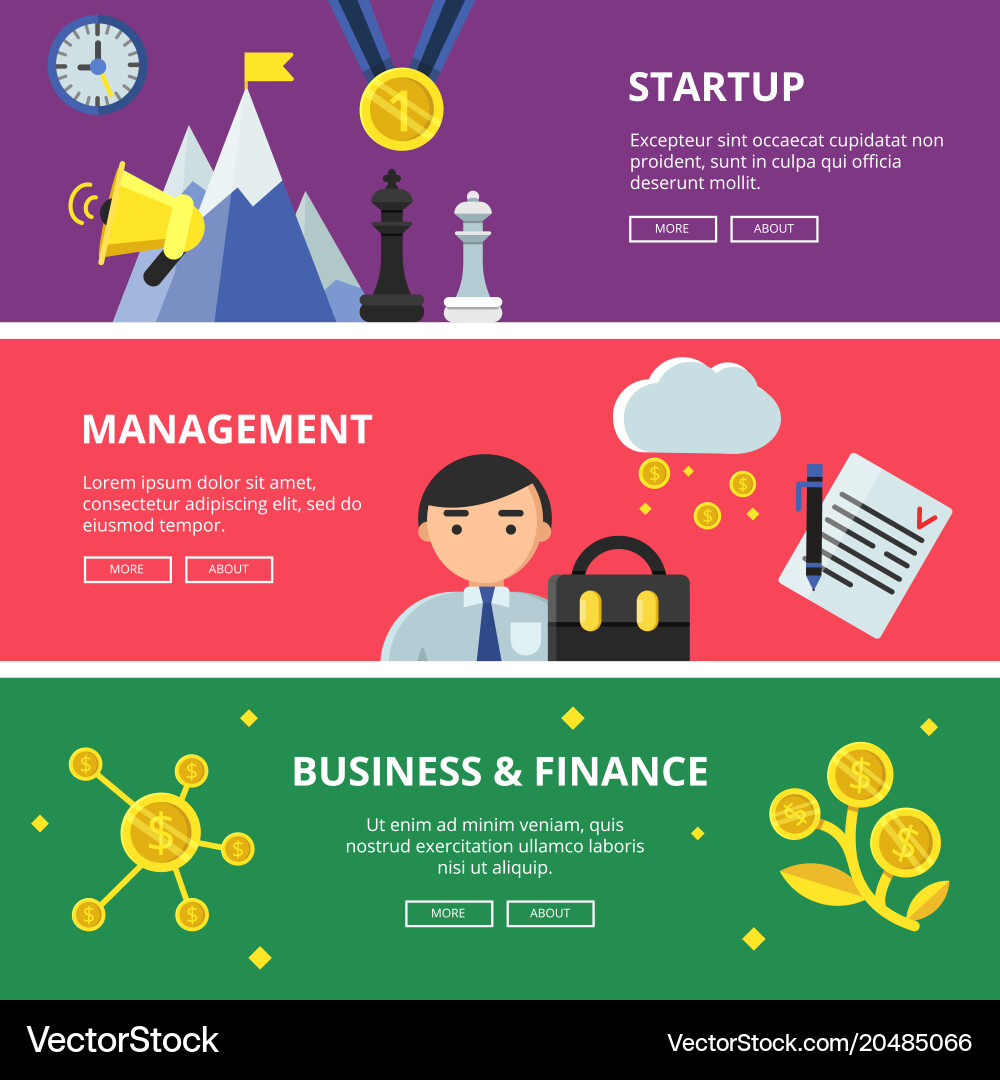 Horizontal banners with flat Royalty Free Vector Image