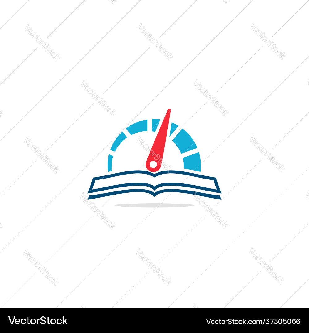 Open book speed meter study logo Royalty Free Vector Image