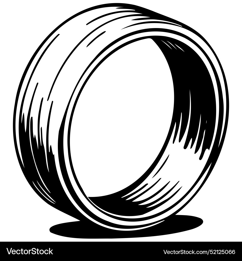 Ring monochrome outline drawing realistic tattoo Vector Image
