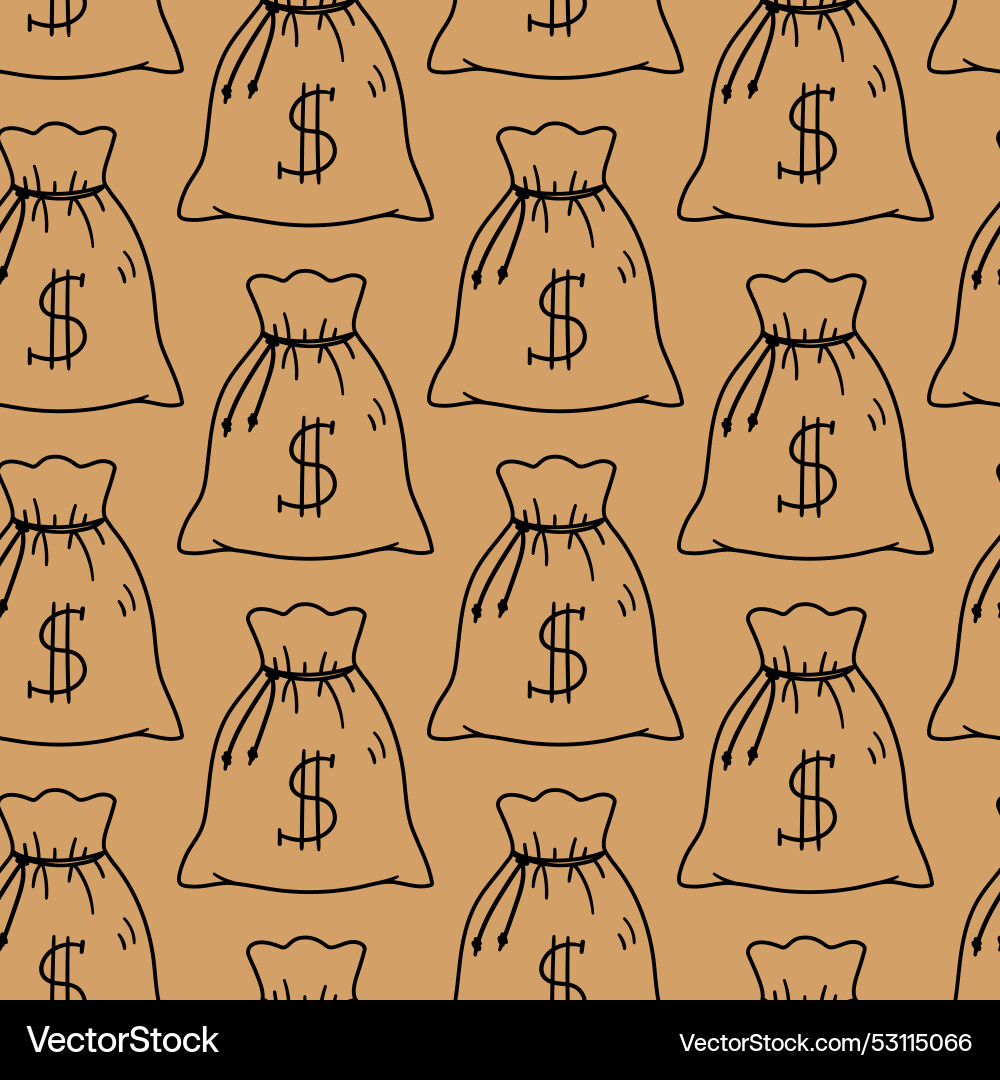 Seamless background with money bag Royalty Free Vector Image
