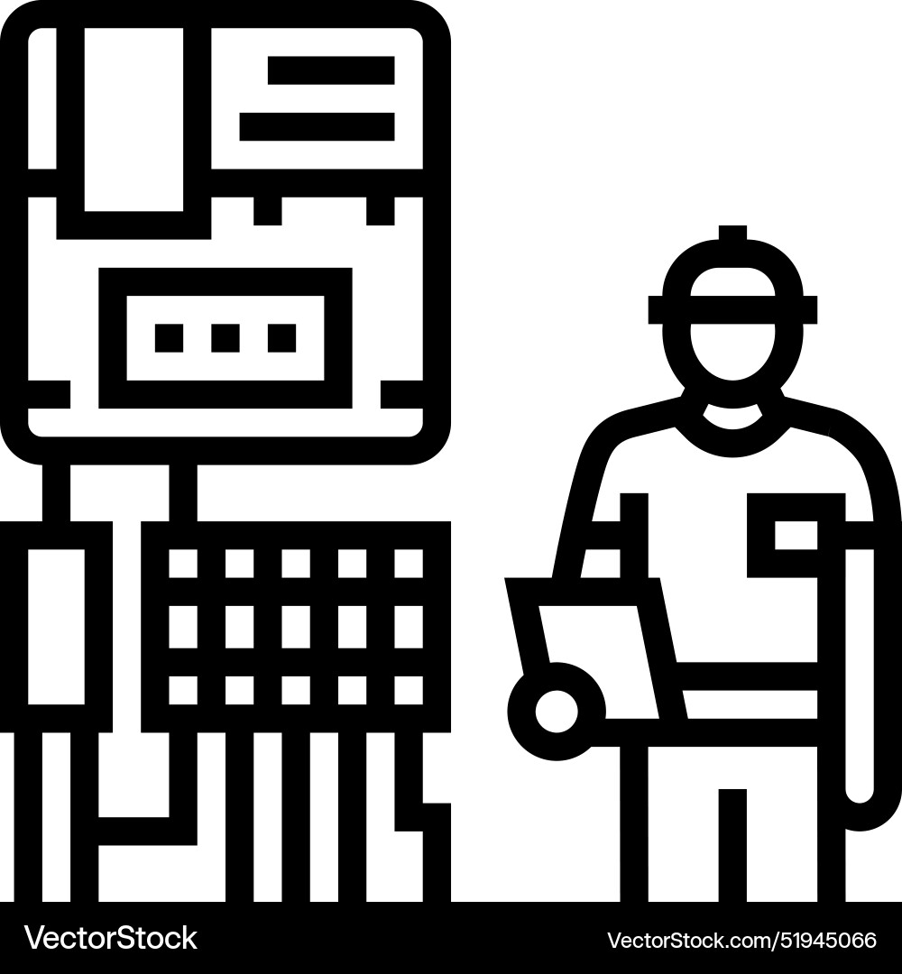 Smart meter installation line icon Royalty Free Vector Image