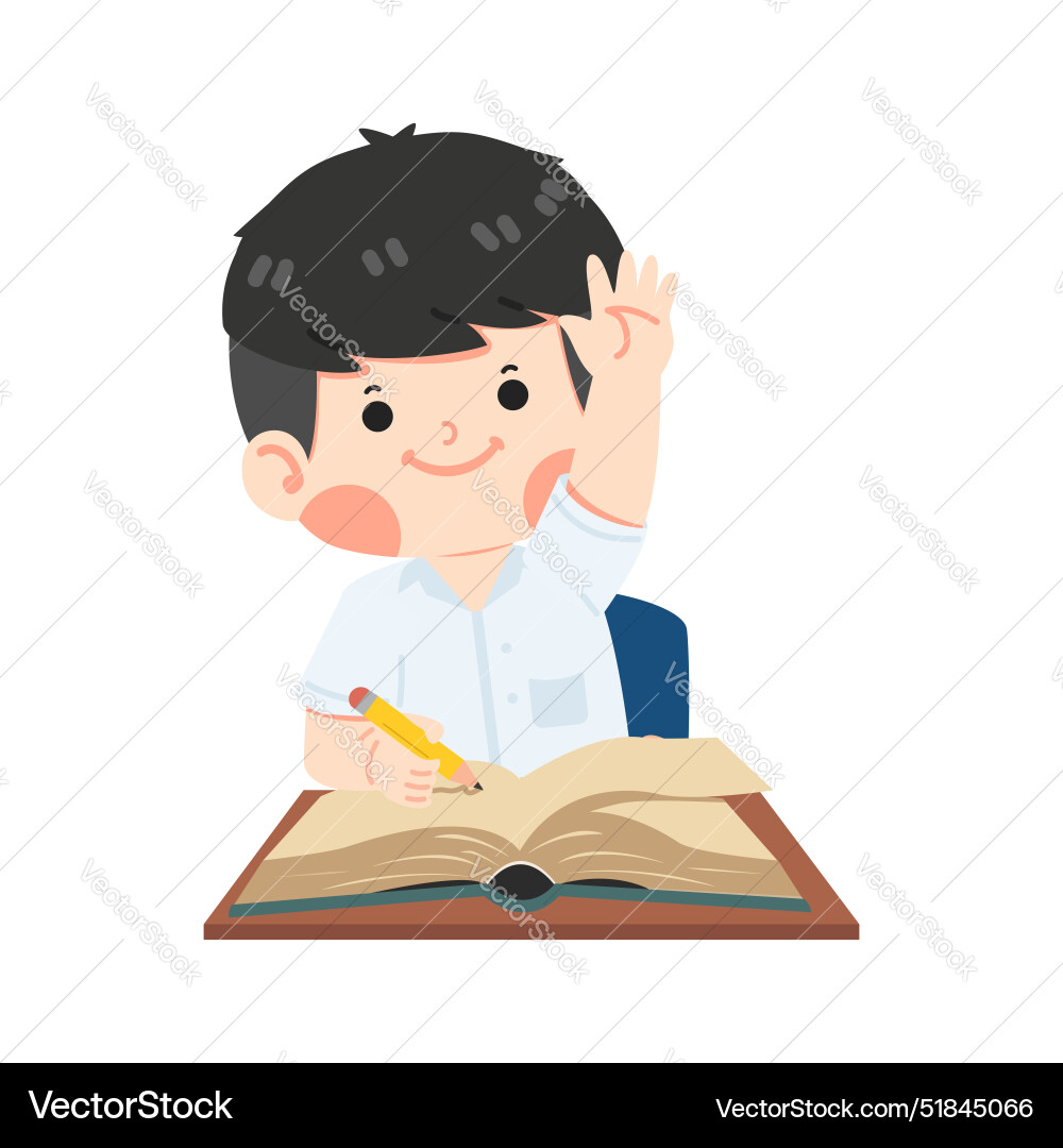 Student raises his hand up Royalty Free Vector Image
