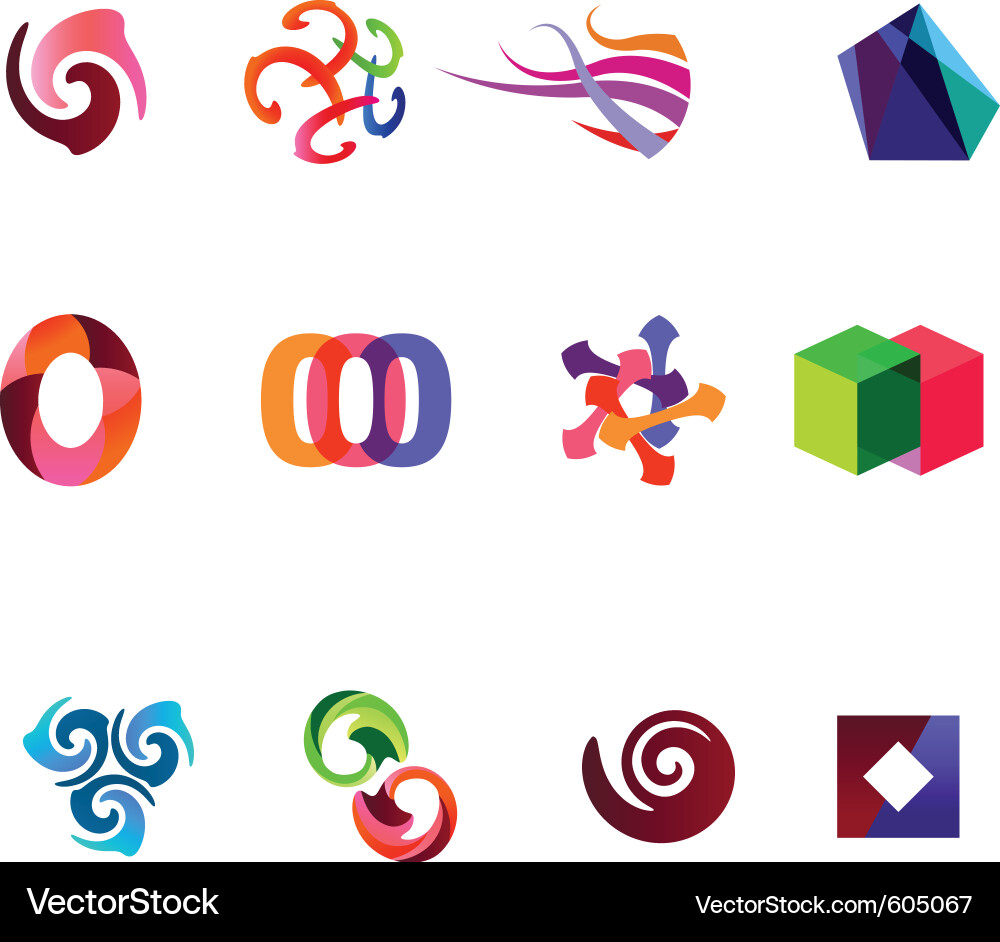 12 bunte Symbole Set 19 Lizenzfreies Vektorbild
