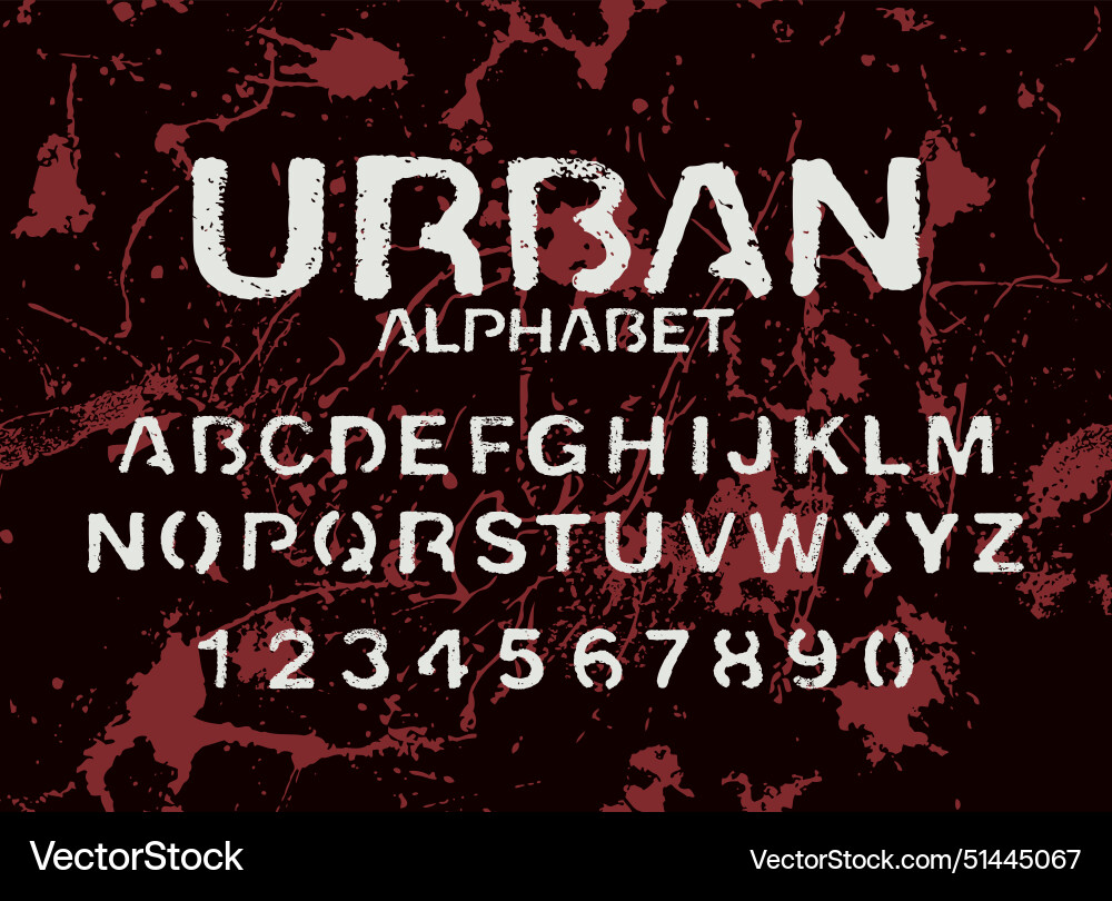 Font urban stencil with in grunge style Royalty Free Vector