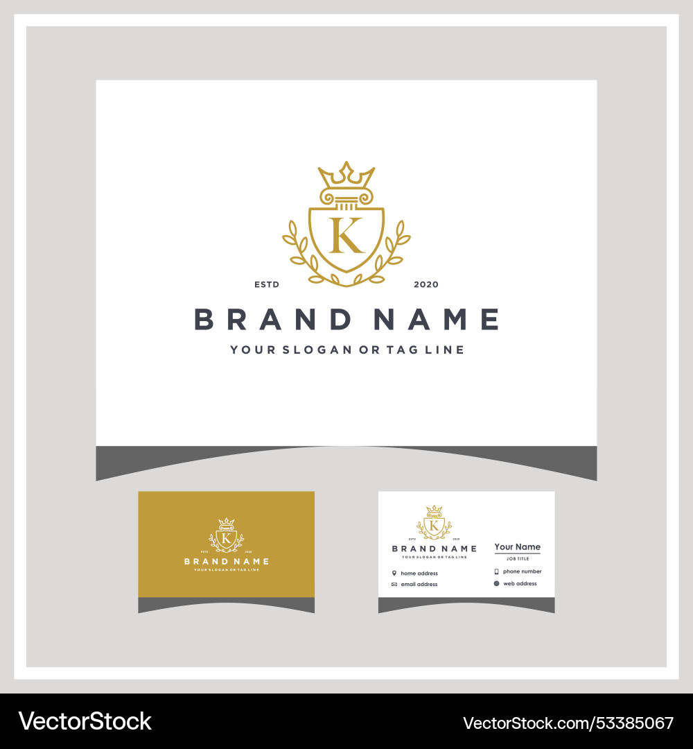 Letter k attorney shield logo design Royalty Free Vector