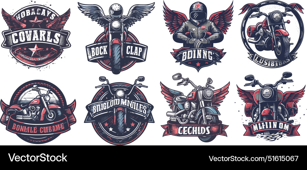 Motorcycle club emblems biker team vintage emblem Vector Image