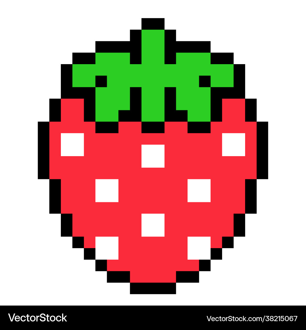 Pixel strawberry image for 8 bit game assets Vector Image