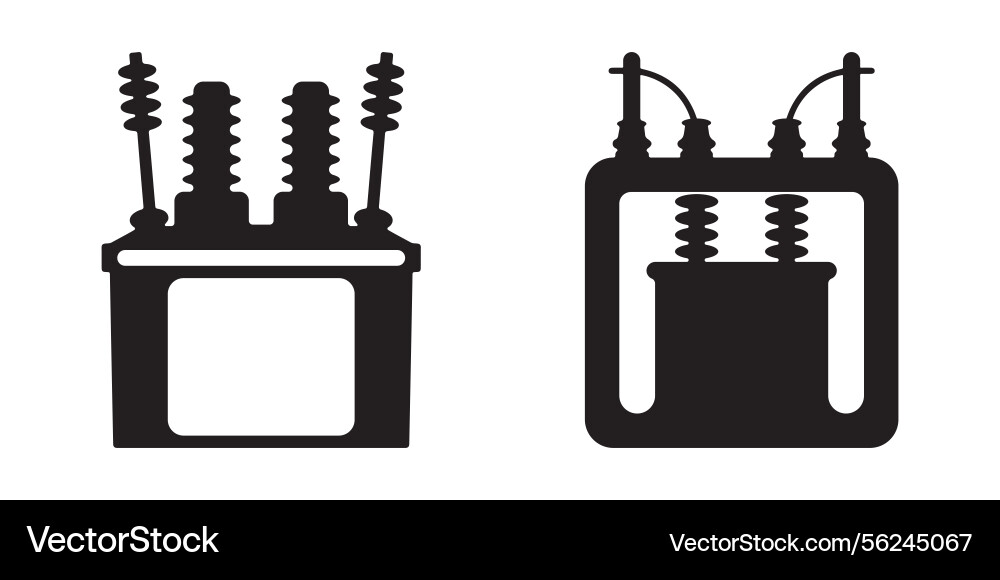 Silhouette Satz von elektrischen Transformator Vektorbild