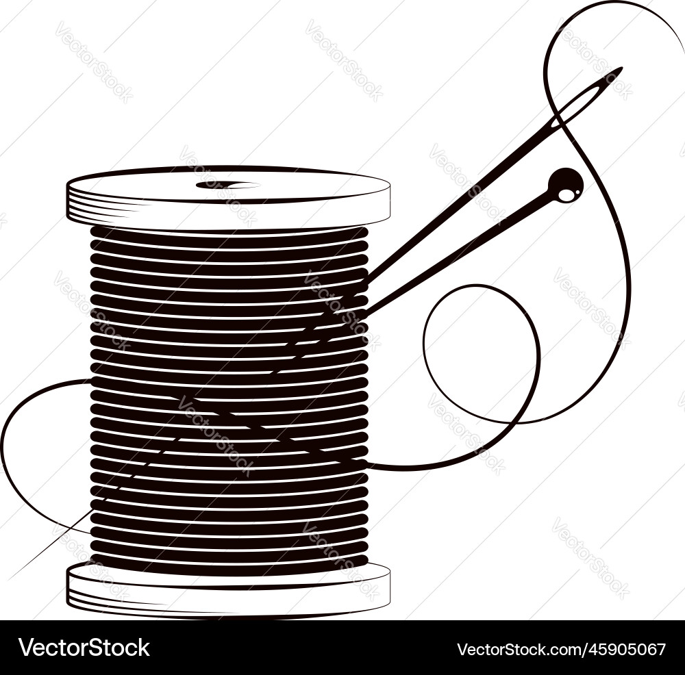 Spool of thread and needle design for sewing Vector Image