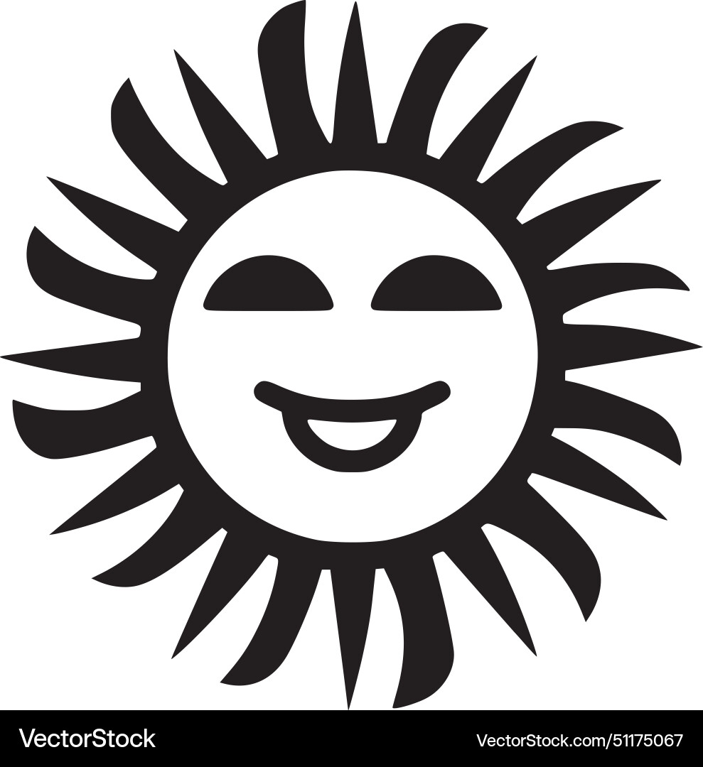 Sun - black and white Royalty Free Vector Image