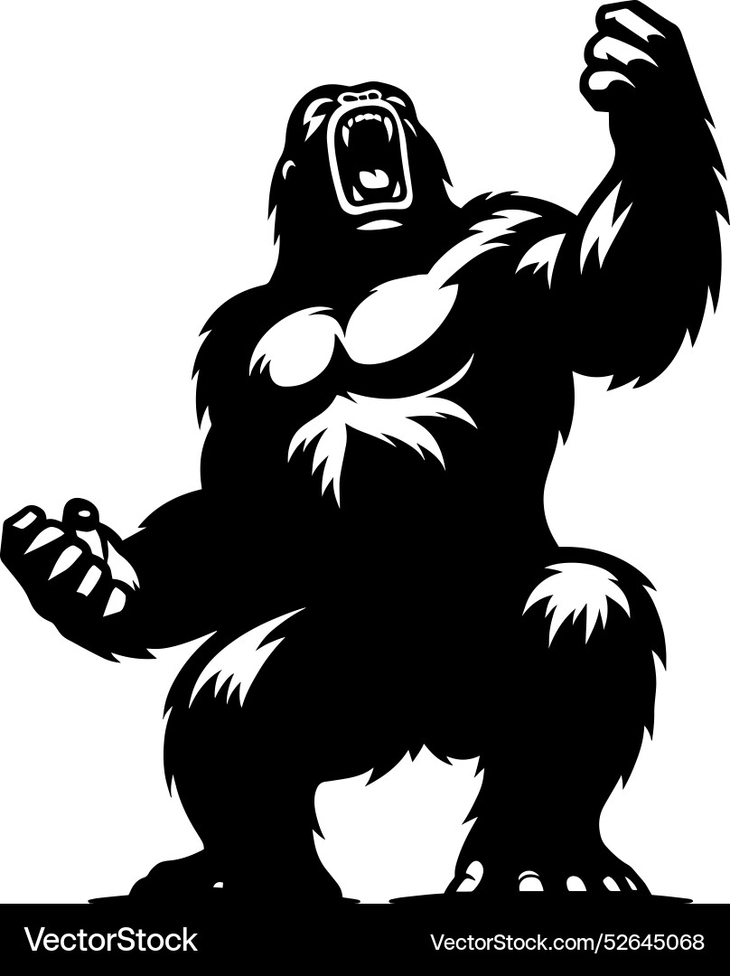 Angry gorilla silhouette isolated on white Vector Image