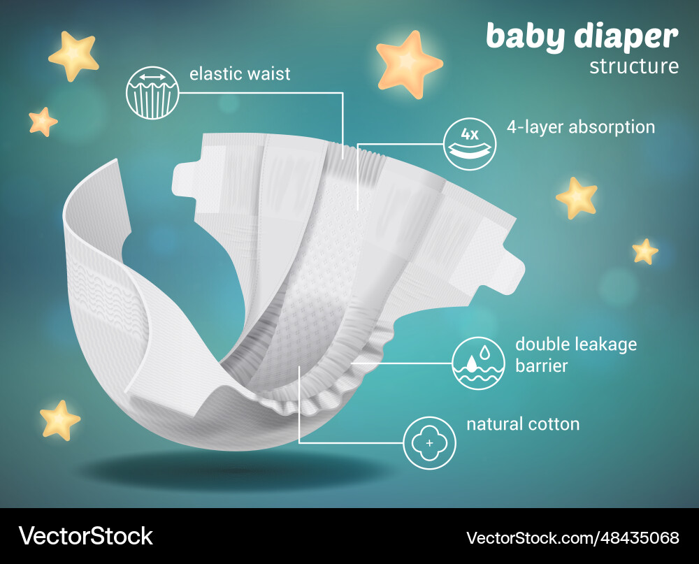 Baby diapers advertisement Royalty Free Vector Image
