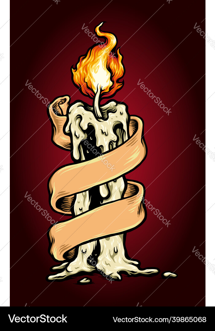 Candle horror with ribbon Royalty Free Vector Image