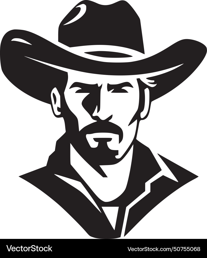 Cowboy - black and white Royalty Free Vector Image