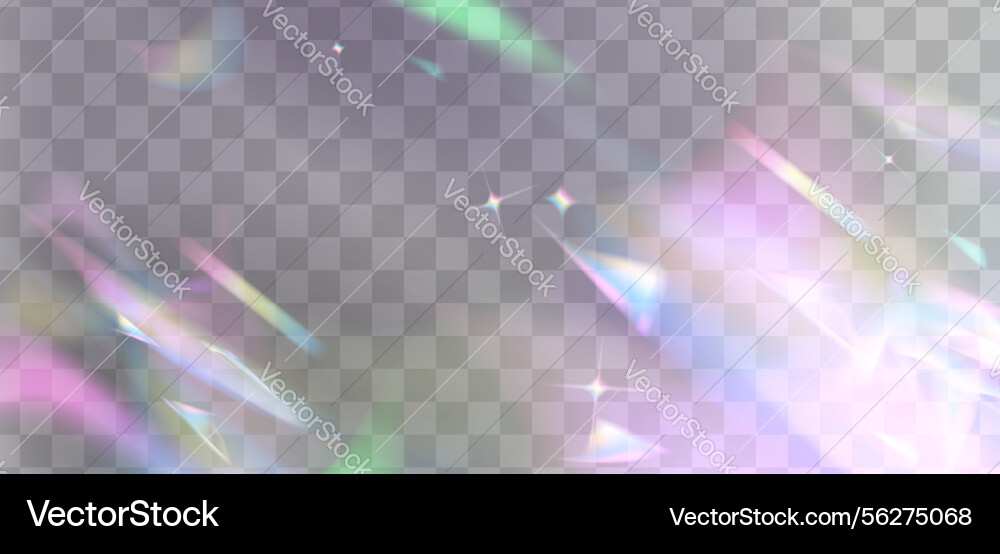 Crystal light refraction on transparent background