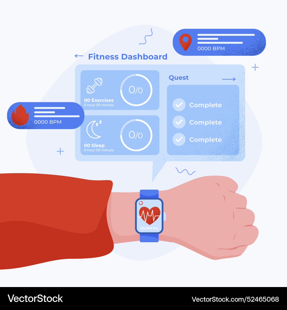 Flat fitness tracker Royalty Free Vector Image